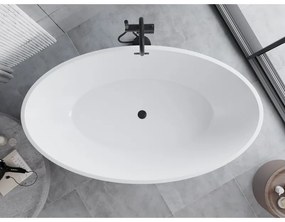 Mexen Nike, volně stojící vana 175 x 100 cm, bílá-černá, černý matný přepad, 54071751075-70