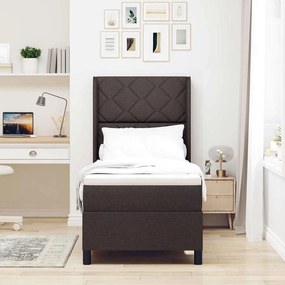 Postel s boxspringem s polštářem Tmavě hnědá 190 x 90 cm textil 3341682