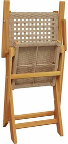 3dílný bistro set béžový polyratan a masivní dřevo 3281792