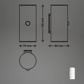 BRI 3787016 Lima LED venkovní nástěnné svítidlo, pohybové čidlo, soumrakový senzor, nabíjecí, bílé - BRILONER
