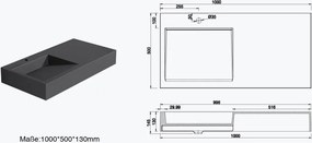 design umyvadlo COLOSUM G11 75-100cm Barva: matný anthrazit, Velikost: 75