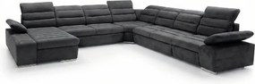 PCo Rohová sedací souprava KAMELOT IV do U, 365 cm Barva látky: Černá (Element 01), Roh pohovky: Levý roh
