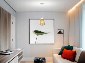 BERGE Dřevěná závěsná stropní lampa - bílá