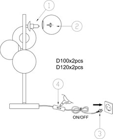 ONLI - Stolní lampa PALOMA 4xG9/10W/230V 48 cm zlatá