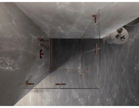 Mexen Lunar-F Duo, skládací sprchový kout 100 x 100 cm, 8mm čiré sklo, profil měděná matná, 836-100L-100P-65-00