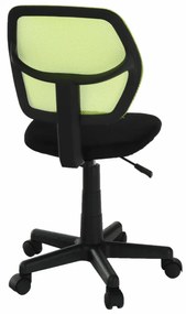 Dětská otočná židle na kolečkách MESH – plast, bez područek, zelená/černá