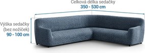 Bielastické potahy VENEZIA modrá rohová sedačka (š. 350 - 530 cm)