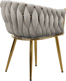 Jídelní křeslo, šedohnědá Taupe Velvet látka/gold chrom zlatý, DEILA