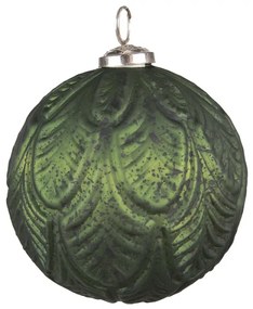 Zelená antik skleněná vánoční ozdoba koule – 12x12 cm