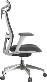 Kancelářská ergonomická židle WISDOM s podhlavníkem — síť, šedý plast, nosnost 150 kg, světle šedá Mercury star