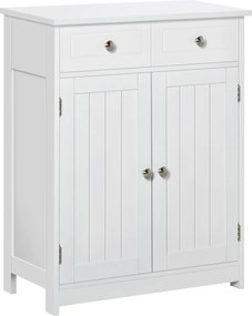 Kleankin Koupelnová Skříňka s Úložným Prostorem, 2 Zásuvky, 2 Dveře a Nastavitelná Polička, Moderní Styl pro Koupelnu a Ložnici, 60x30x75 cm | Aosom