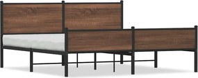 Kovový rám postele bez matrace hnědý dub 183 x 213 cm 3301416