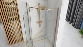 Pětiúhelníkový sprchový kout REA DIAMOND 90x90 cm, zlatý/transparent + vanička Diamond černá