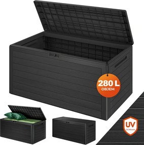 Zahradní úložný box WOODEBOX, 280L, 120x46x57cm, antracitová Prosperplast