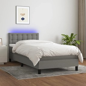 vidaXL Box spring postel s matrací a LED 80 x 200 cm textil [3133435] Barva: světle šedá