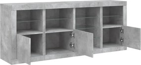 Příborník s LED osvětlením betonově šedý 164 x 37 x 67 cm 3209054