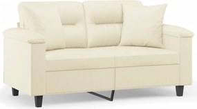 2místná pohovka s polštáři krémová 120 cm umělá kůže 3200984