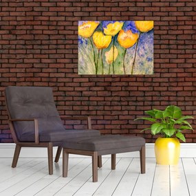 Skleněný obraz - Žluté tulipány (70x50 cm)