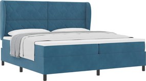 Postel s boxspringem s čelo Tmavě modrá 200 x 200 cm samet 3341004