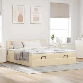 Osmanský rám postele s matrací krémová 180x200cm textil 3312890