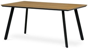 Jídelní stůl HT-532 OAK, 160x90 cm, MDF deska, dýha dub, kov černý lak mat