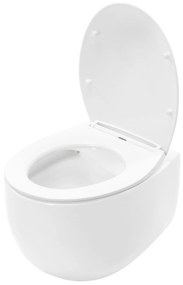 Rea Lars, závěsná WC mísa Rimless 50x37x29 cm včetně sedáku s pomalým zavíráním, bílá, REA-C9500