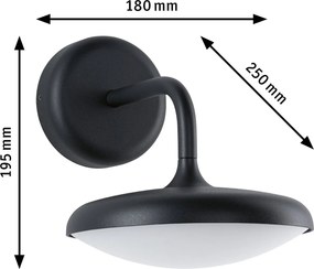 P 94758 LED venkovní nástěnné svítidlo Nostro IP44 kruhové 180x250mm 3000K 10W 230V antracit hliník - PAULMANN