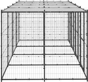 vidaXL Venkovní psí kotec se střechou pozinkovaná ocel 9,68 m² [3082251] Barva: Černo-stříbrný
