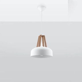 Sollux Lighting Závěsné svítidlo CASCO bílé/přírodní dřevo