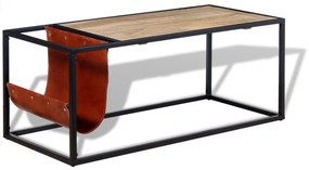 Konferenční stolek + držák na časopisy z pravé kůže 110x50x45cm 244241