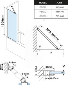 Polysan Polysan, FISA vanová zástěna 800x1500mm, černá matná, čiré sklo, FS1082-B