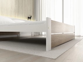 Postel IKAROS DOUBLE 120 x 200 cm, bílá/dub sonoma Matrace: Matrace Coco Maxi 20 cm, Rošt: Bez roštu