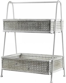 Krémový antik dekorační kovovo-dřevěný etažér Baskets - 45*27*60cm