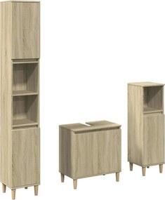 3dílný set koupelnového nábytku dub sonoma kompozitní dřevo 3307670