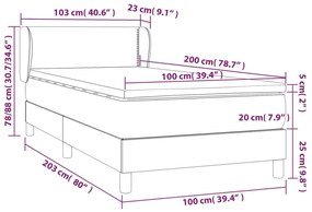 Box spring postel s matrací tmavě šedá 100x200 cm samet