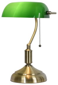 Stolní lampa se zeleným skleněným stínidlem GreenBank - 27*17*41 cm E27/max 1*60W