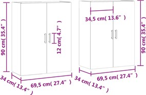 vidaXL Nástěnné skříňky 2 ks 69,5 x 34 x 90 cm [3195629] Barva: Bílá