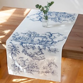 Lenbutik Lněný běhoun na stůl 142x50 Toile de jouy Rozměry ubrusů: 142x50 cm