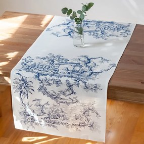 Lenbutik Lněný běhoun na stůl 142x50 Toile de jouy Rozměry ubrusů: 180x50 cm