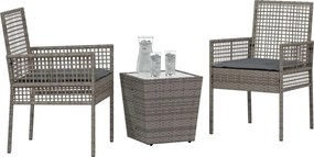 Zahradní bistro set 3 ks Šedá polyratan 3334957