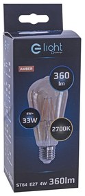 Dekorační LED žárovka E27 teplá 2700k 4w 400 lm jantarová