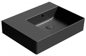 GSI KUBE X keramické umyvadlo 60x47cm, s odkládací plochou vlevo, bez otvoru, černá mat 9439026