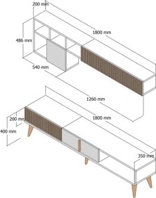 Televizní stěna Milen Walnut and Anthracite