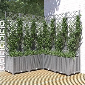 vidaXL Zahradní truhlík s treláží světle šedý 120 x 120 x 136 cm PP