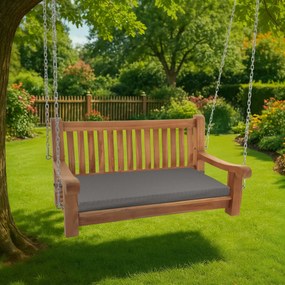 Houpací lavice Joyce s sedací polštář 120 cm + teak – tmavě šedá