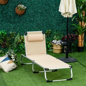 Outsunny skládací zahradní lehátko s polštářem ergonomické relaxační lehátko s 4stupňově nastavitelným opěradlem, hliníkové, nosnost až 120 kg, vhodn…