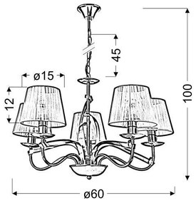 Lustr na řetězu DIVA 5xE14/40W/230V
