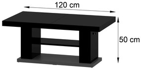 Konferenční stolek MATERA 2 (černá lesk/šedá lesk)