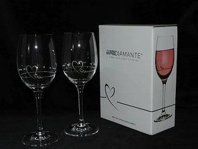 Diamante sklenice na víno Petit Hearts 240ml sada 2 ks