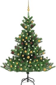 vidaXL Umělý vánoční stromek normandská jedle LED a koule zelený 150cm [3077559] Barva: zlatá